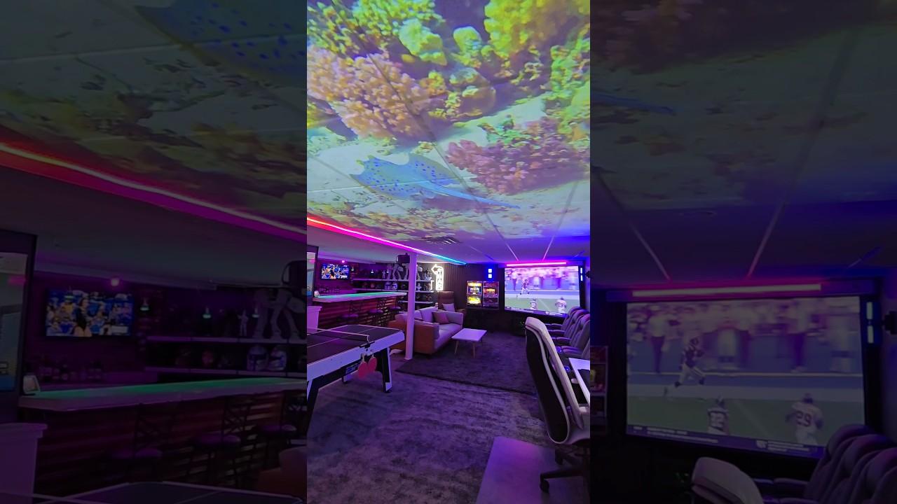 EPIC Projection onto my GAME ROOM ceiling 🌌🎮 #gaming #setup #tech #Viral (Dangbei Atom Projector ...