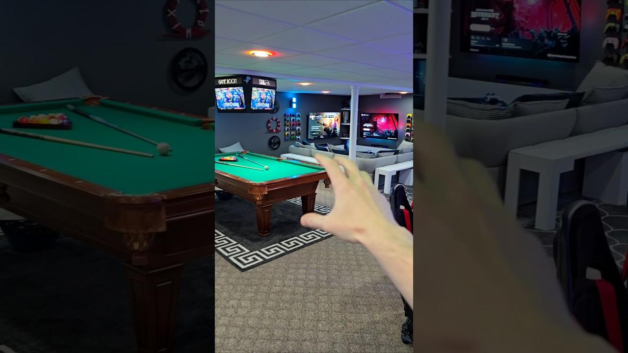 I made my ENTIRE BASEMENT a GAME ROOM 👀🔥 #gaming #goals #setup # ...
