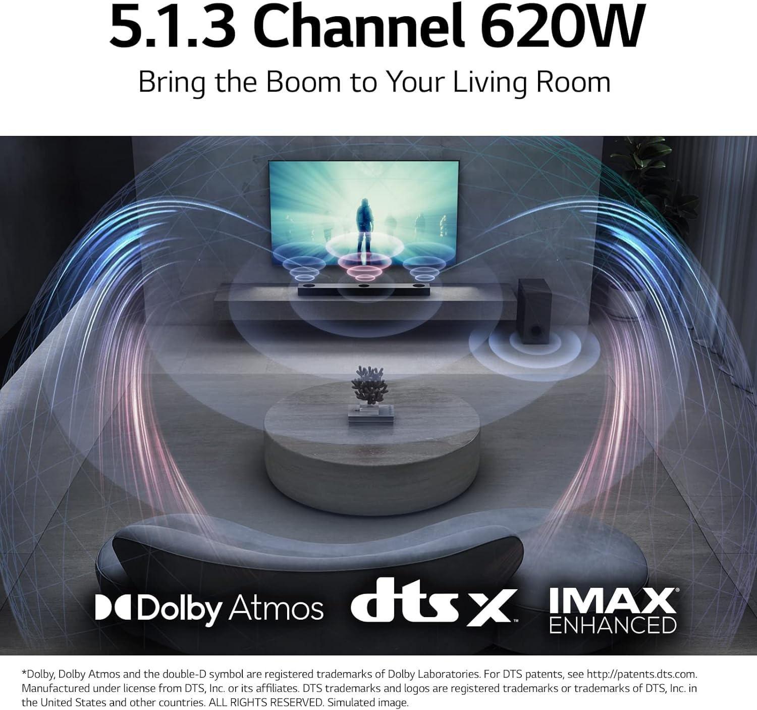 LG S80TR 5.1.3 Channel Soundbar with Dolby Atmos and Rear Speakers ...