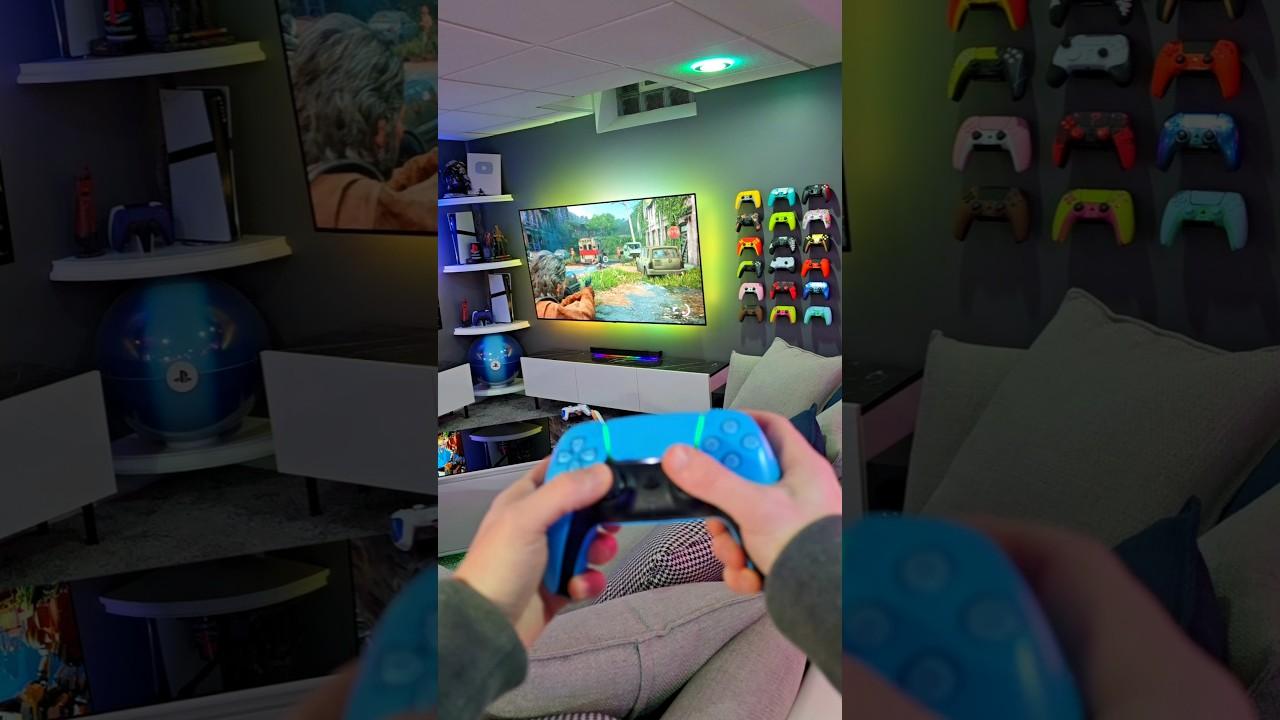 Gaming on my DUAL PS5 GAMING SETUP- lG OLED 65" 🔥🥶 #gaming #setup #PS5 #gamingsetup (Cuktech ...