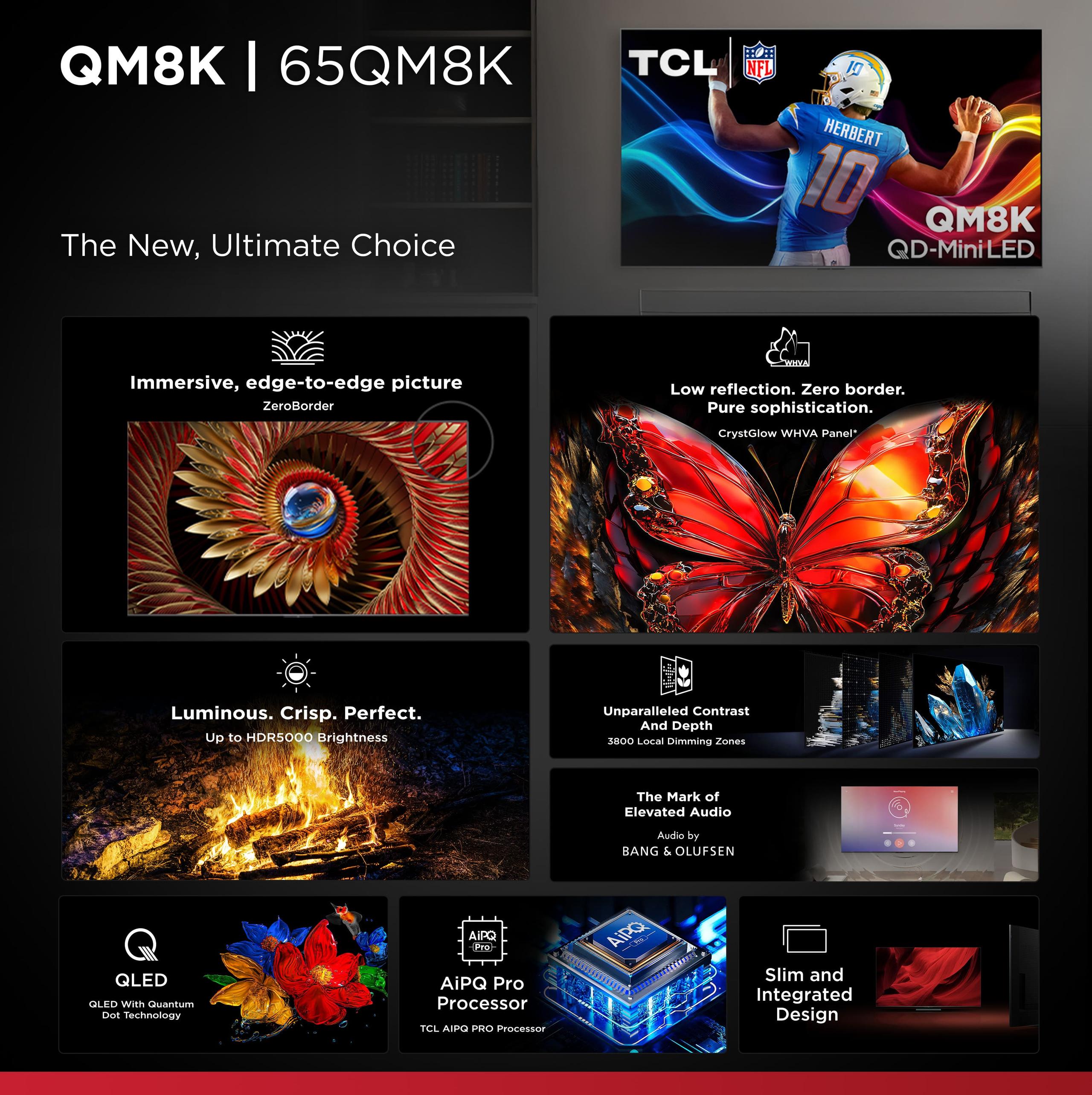 TCL 65" QM8K Series QD-Mini LED 4K Smart TV vs LG OLED evo C5 65" 4K TV 2025 Comparison ...