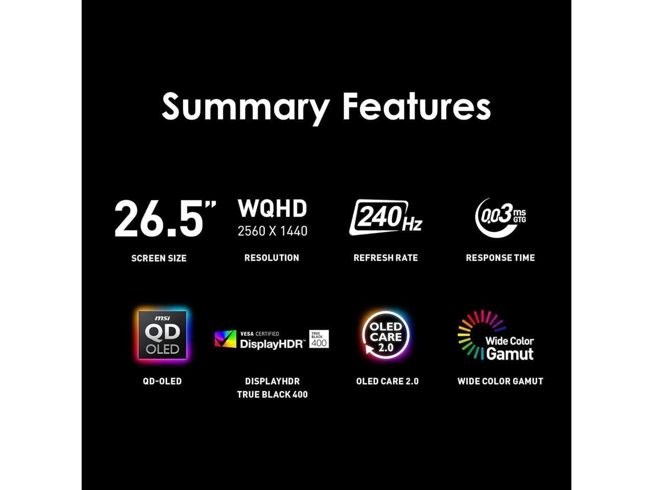 MSI MAG 271QP QD-OLED X24 27" QHD 240Hz Gaming Monitor vs Samsung 27 ...