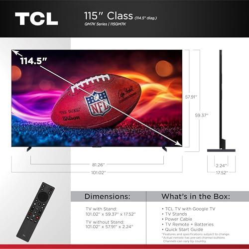TCL 98-Inch QM6K QLED TV vs TCL 115" QM7K Series QD-Mini LED 4K Smart TV 2025 Comparison ...