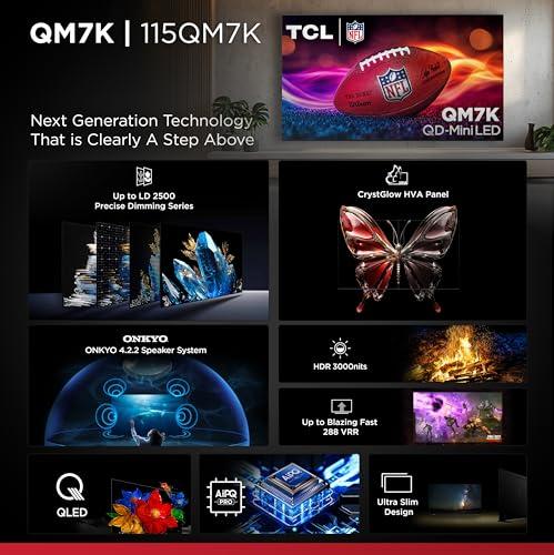 TCL 98-Inch QM6K QLED TV vs TCL 115" QM7K Series QD-Mini LED 4K Smart TV 2025 Comparison ...