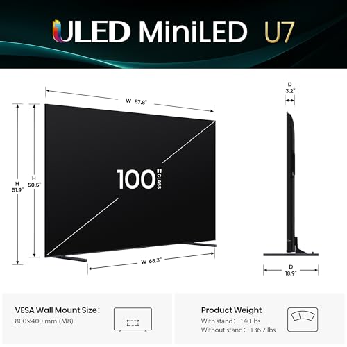 Hisense 100" U7 Series Mini-LED TV (100U75Q, 2025) vs Hisense 100" QD6 ...